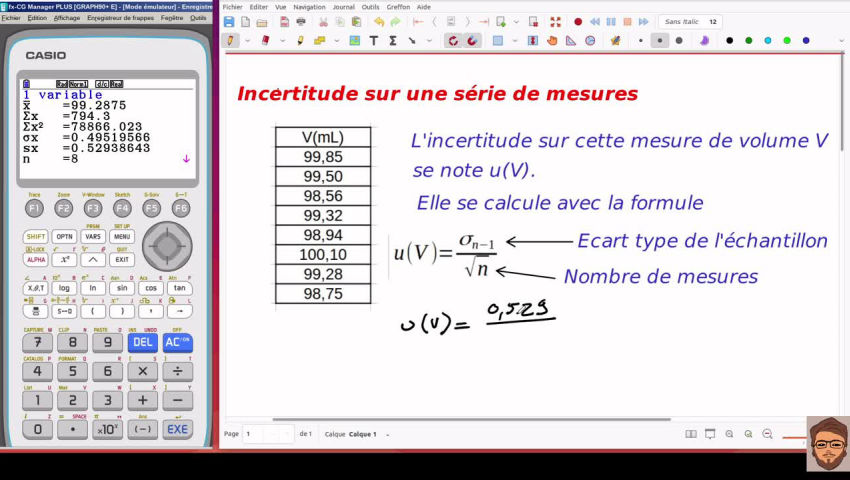 incertitude sur une série de mesure avec une calculatrice casio ...