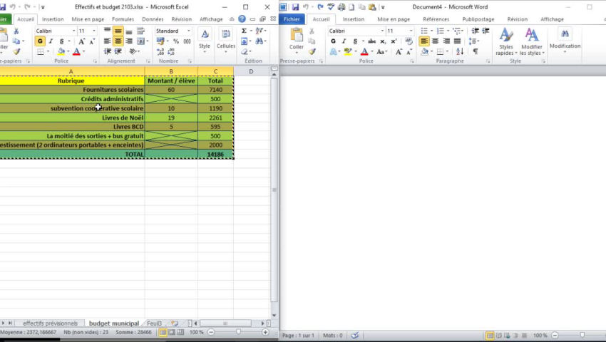 Tutoriel Word - Copier coller un tableau Excel - Conserver mise en ...