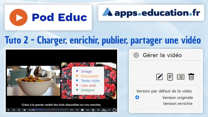 Tutoriel Pod Educ 2 (Apps.education.fr) - Charger, enrichir, publier, partager une vidéo ...
